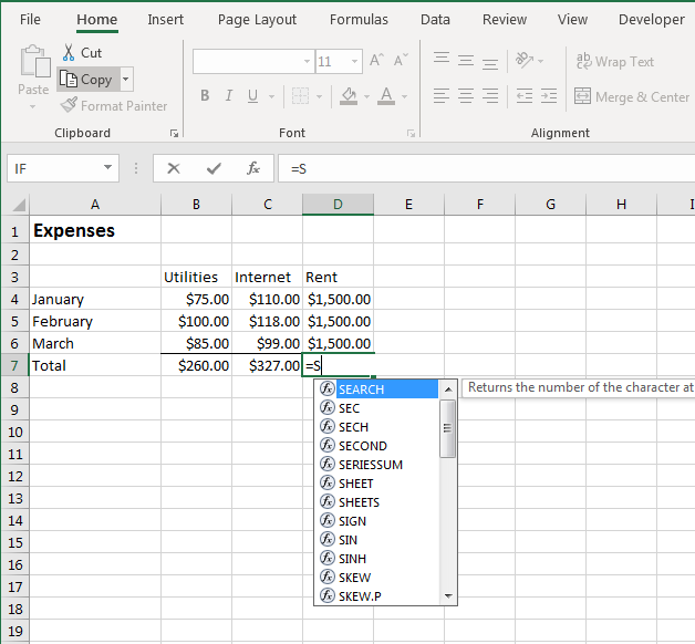 Using Mathematical Functions In Excel 2019